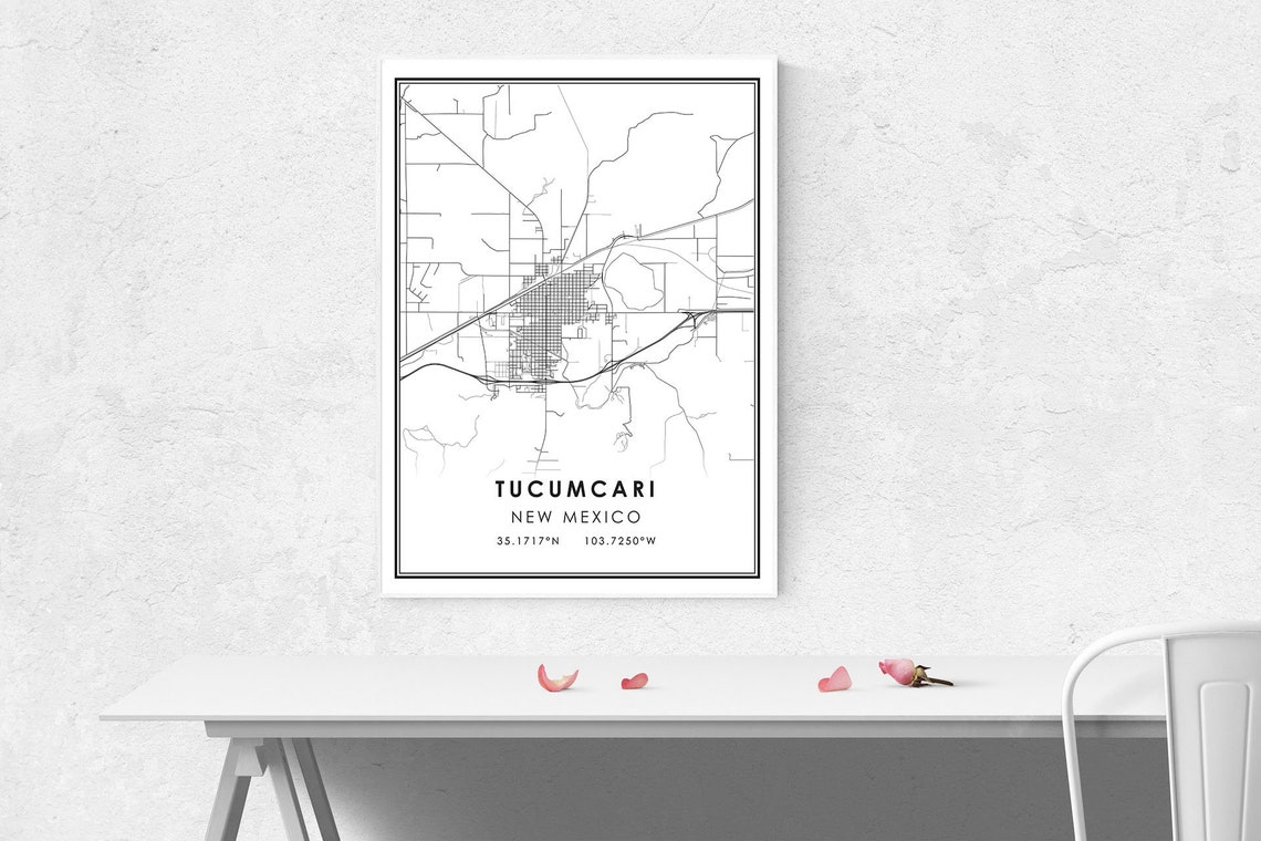 Tucumcari map print poster canvas New Mexico Street map | Etsy