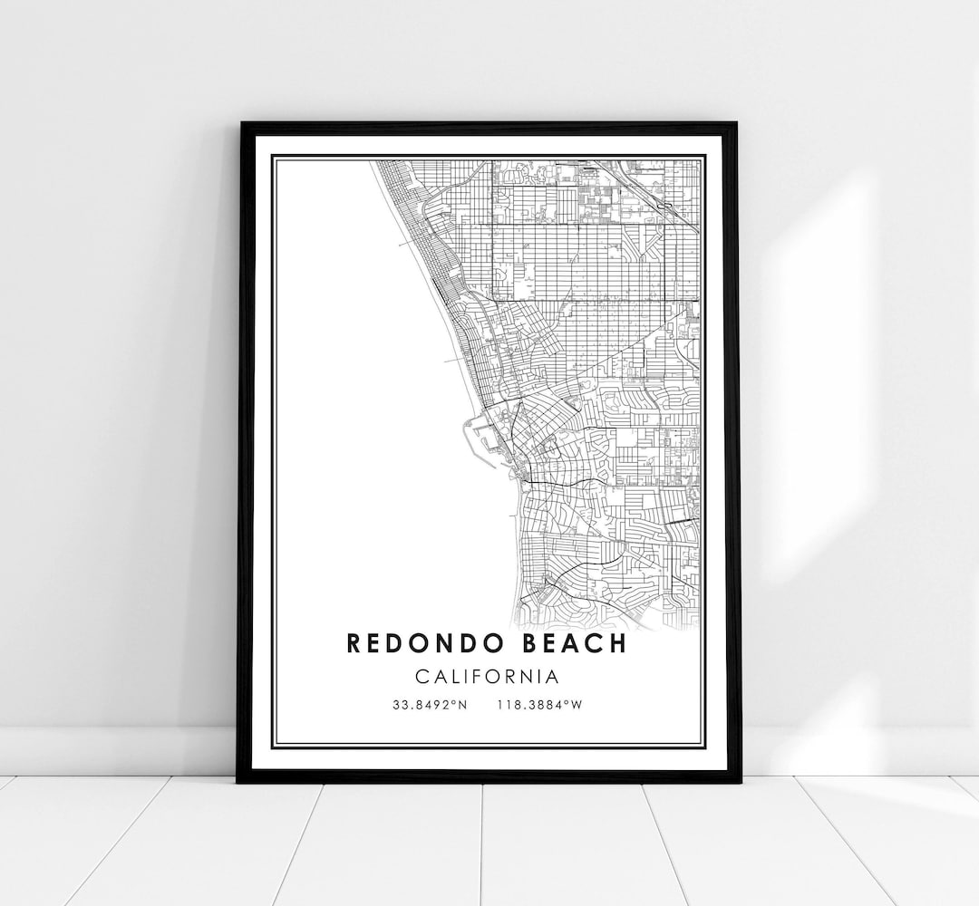 Redondo Beach Map Print Poster Canvas | California Map Print Poster ...
