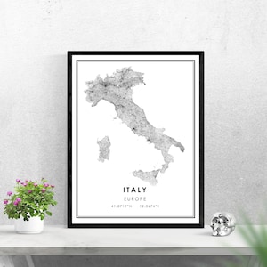Italy country map print poster canvas Italy Europe Country | Etsy