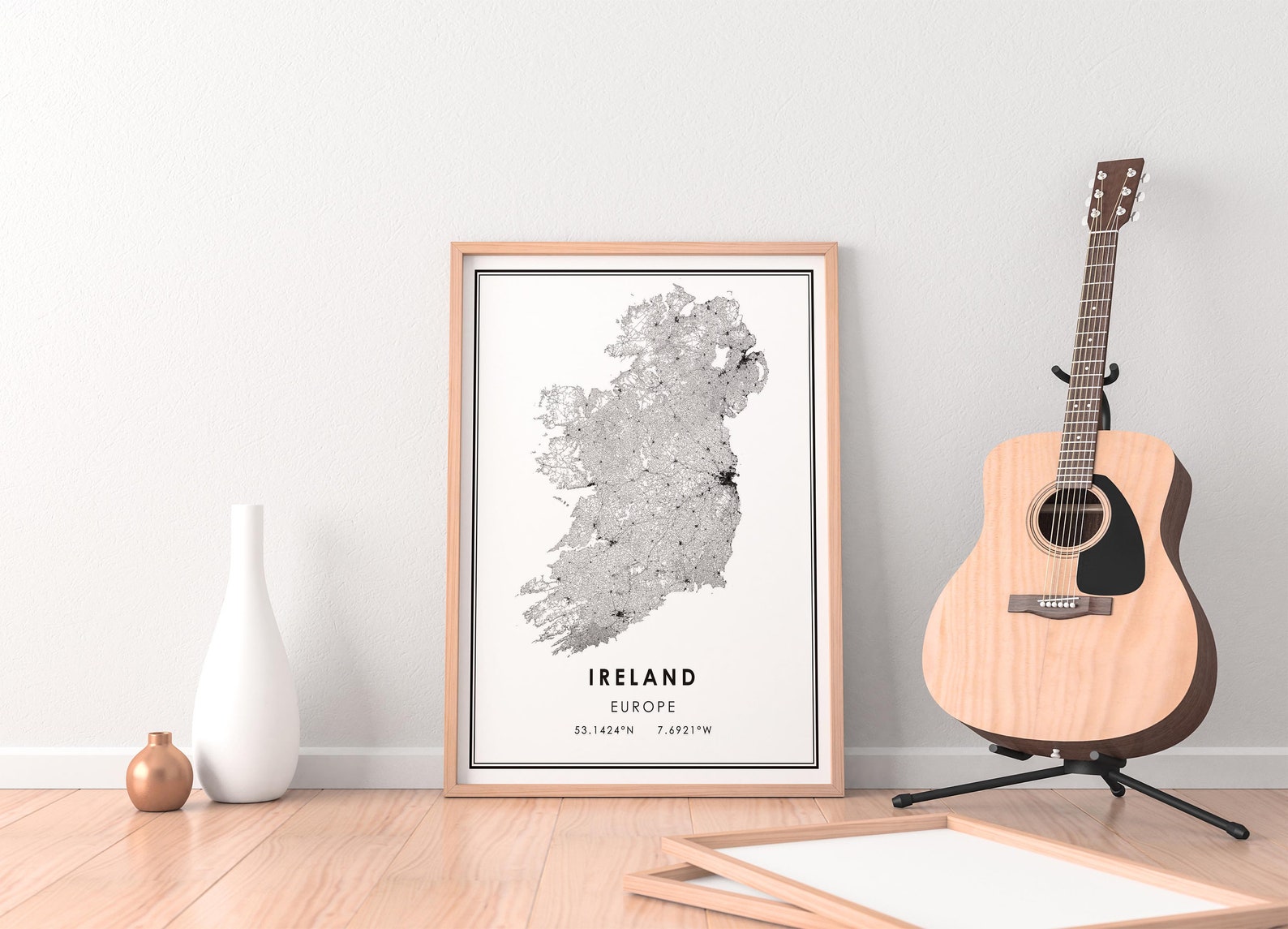 Ireland Country Map Print Poster Canvas Ireland Country Road Map Print ...