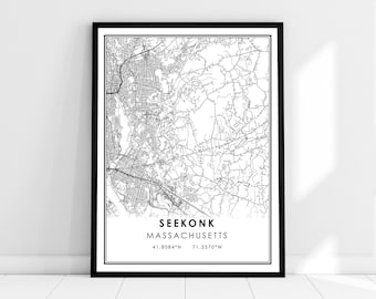 Seekonk Map Canvas - Etsy