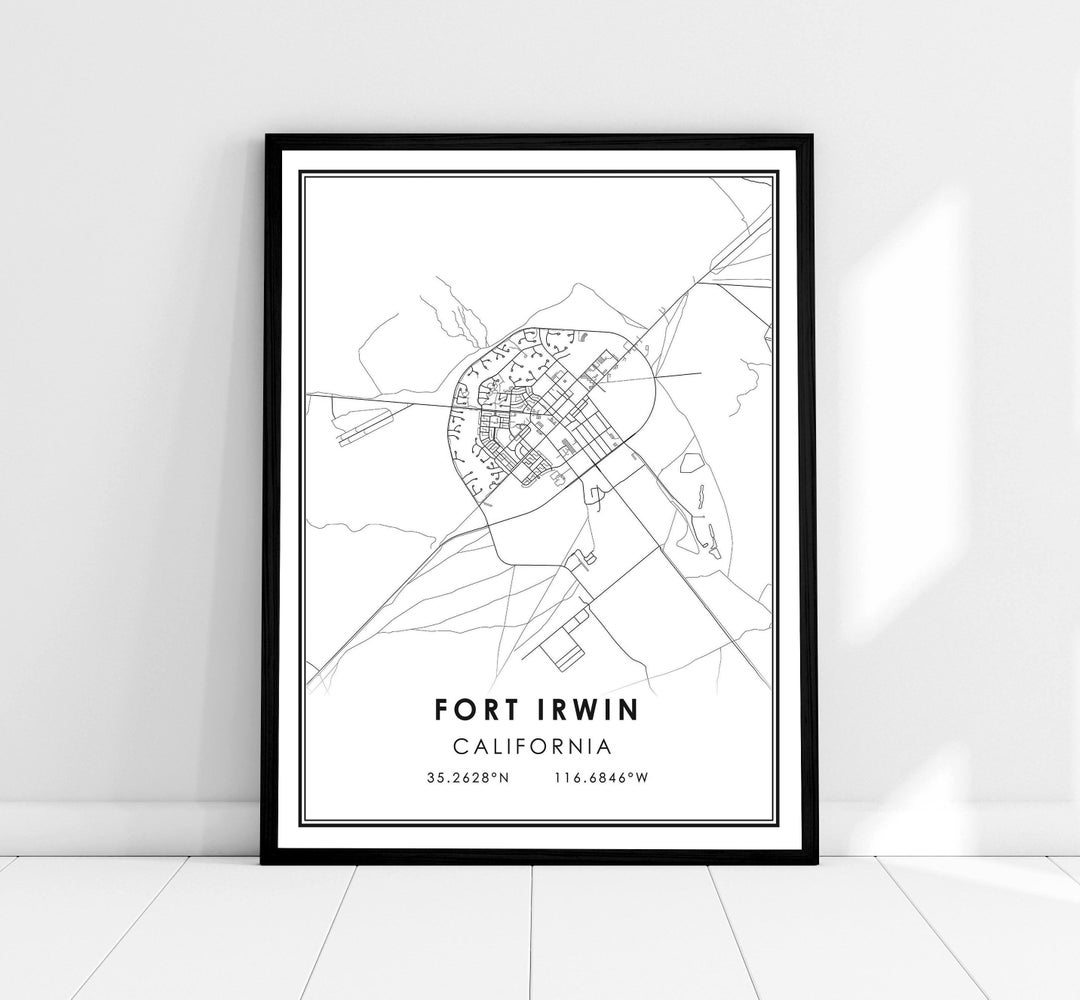 Fort Irwin Map Print Poster Canvas | California Map Print Poster Canvas ...