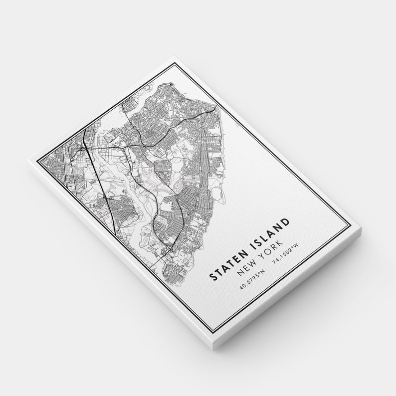 Staten Island Map Print Poster Canvas New York Street Map - Etsy