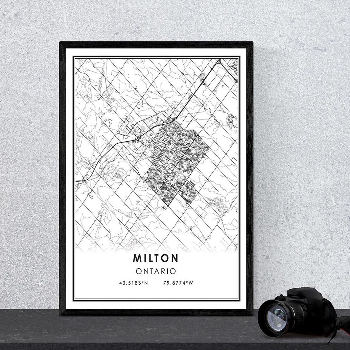 Milton map print poster canvas Milton Ontario Street map | Etsy