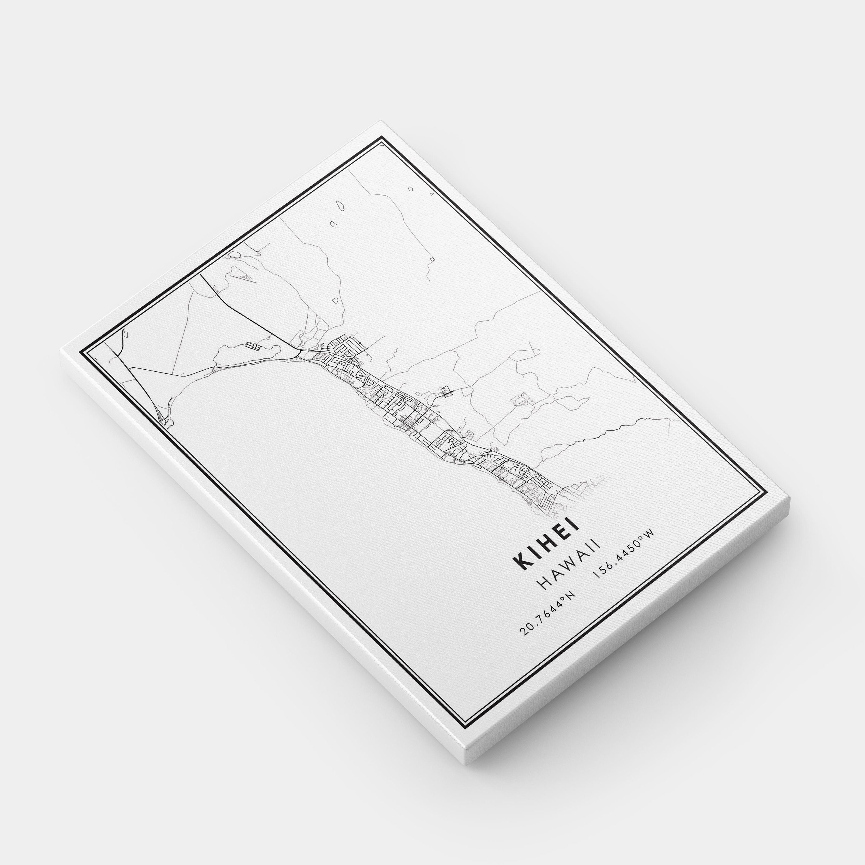 Kihei Karte Druck Poster Leinwand | Hawaii Karte Druck Poster Leinwand ...