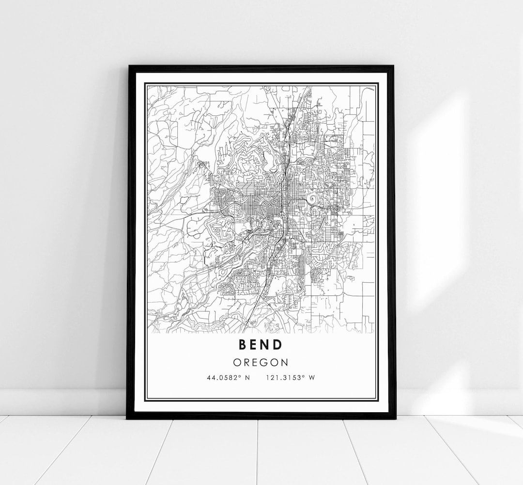 Bend Map Print Poster Canvas | Bend Map Print Poster Canvas | Bend ...
