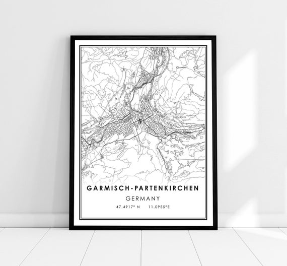 Garmisch Partenkirchen Map Print Poster Canvas Germany City | Etsy