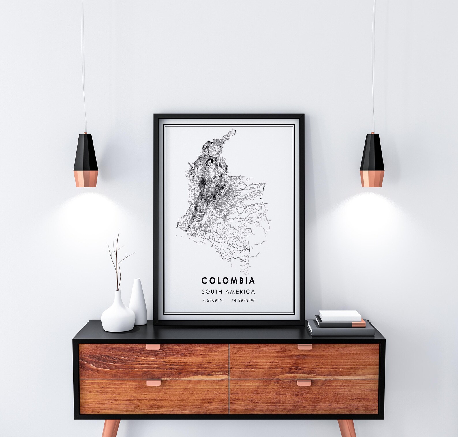 Colombia Country Map Print Poster Canvas | Colombia Road Map Print ...