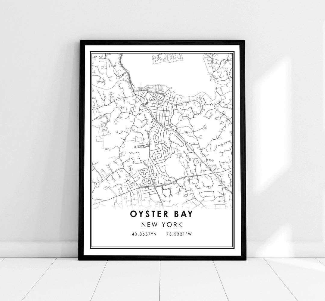 Oyster Bay Map Print Poster Canvas | Oyster Bay Map Print Poster Canvas ...