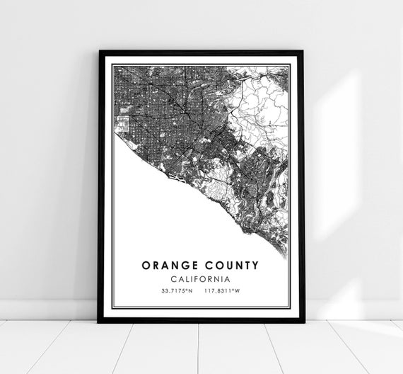 Orange County Map Print Poster Canvas California Map Print - Etsy