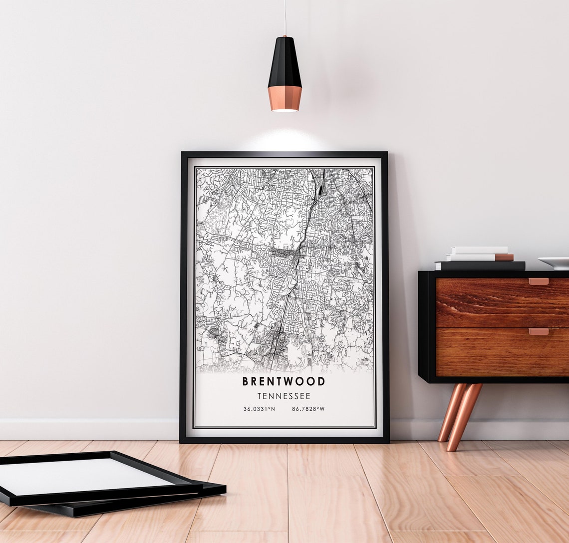 Brentwood Map Print Poster Canvas | Tennessee Map Print Poster Canvas ...