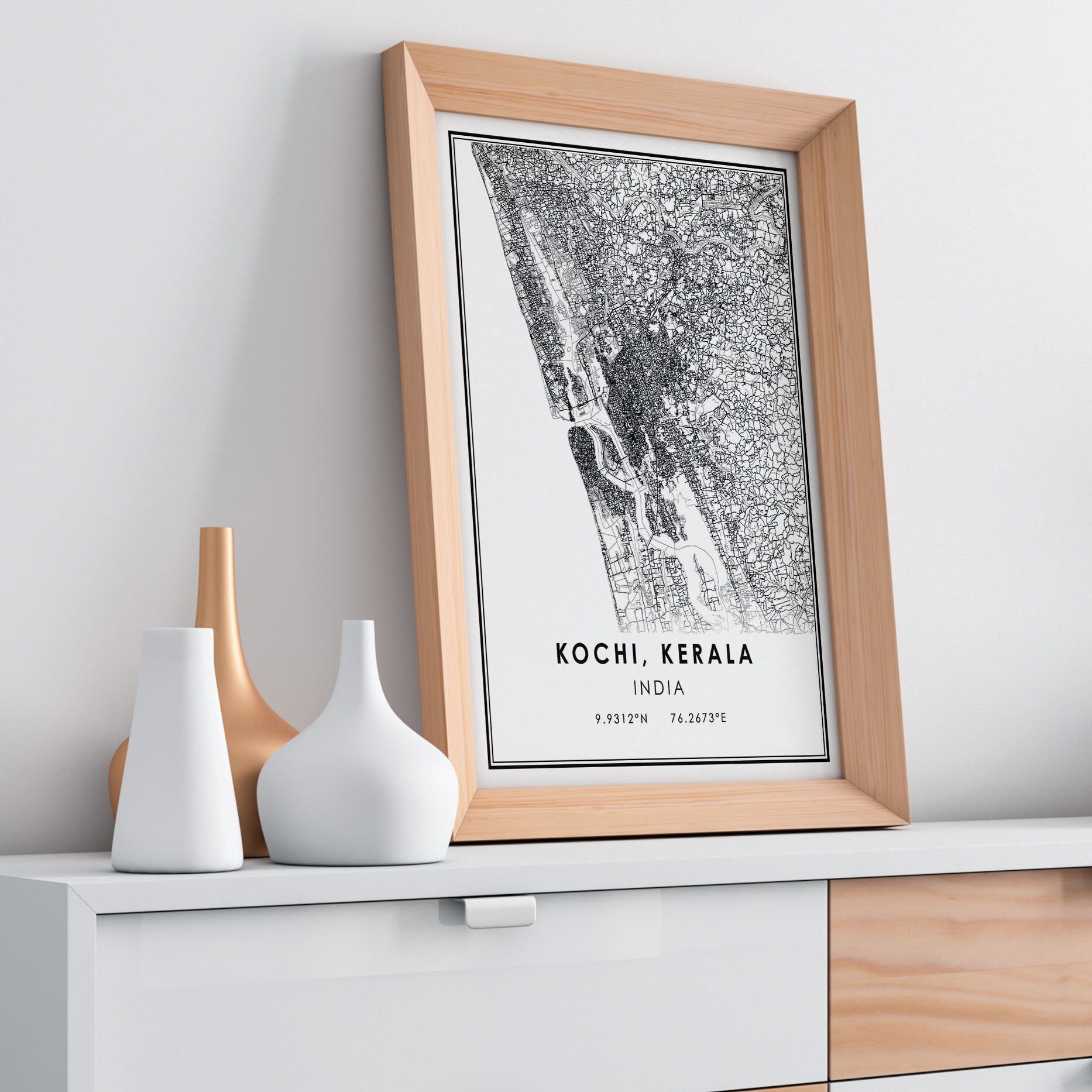 Kochi India Map Print Poster Canvas | India Kochi Map Print Poster ...