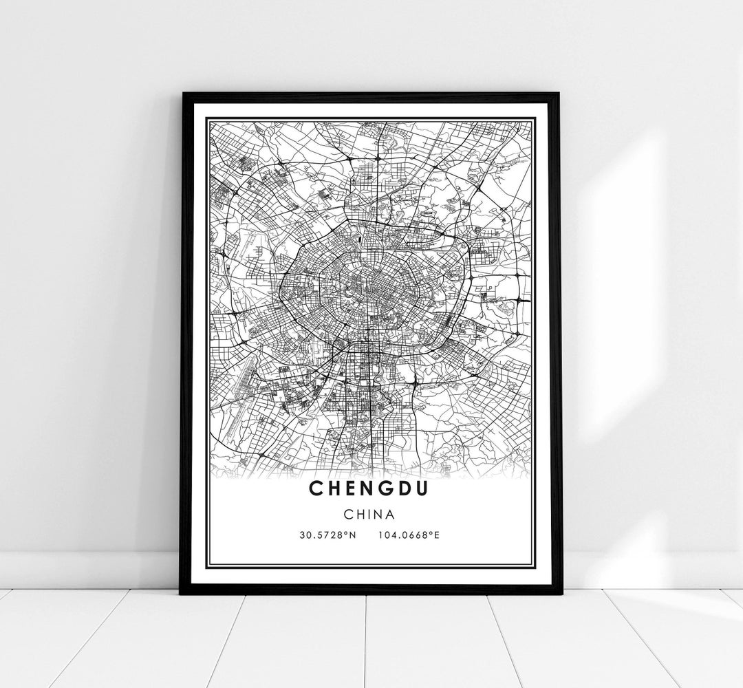 Chengdu Map Print Poster Canvas | China Map Print Poster Canvas ...
