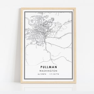 Pullman Map Print Poster Canvas | Washington Map Print Poster Canvas ...