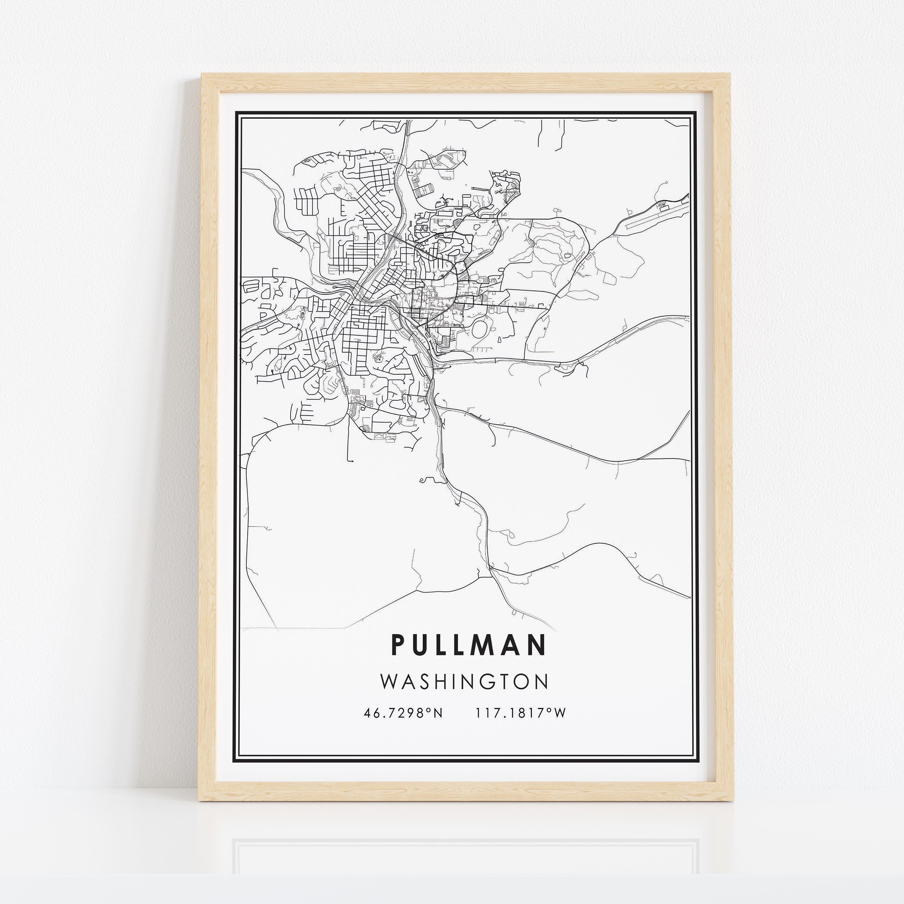 Pullman Map Print Poster Canvas Washington Map Print Poster - Etsy