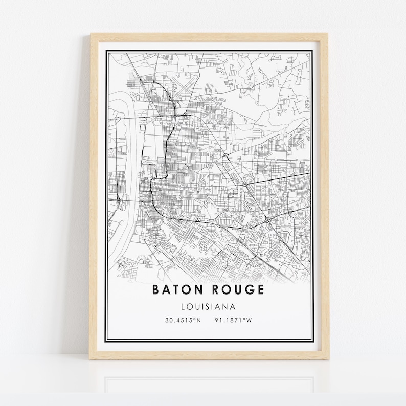 Baton Rouge Map Print Poster Canvas Louisiana Map Print - Etsy