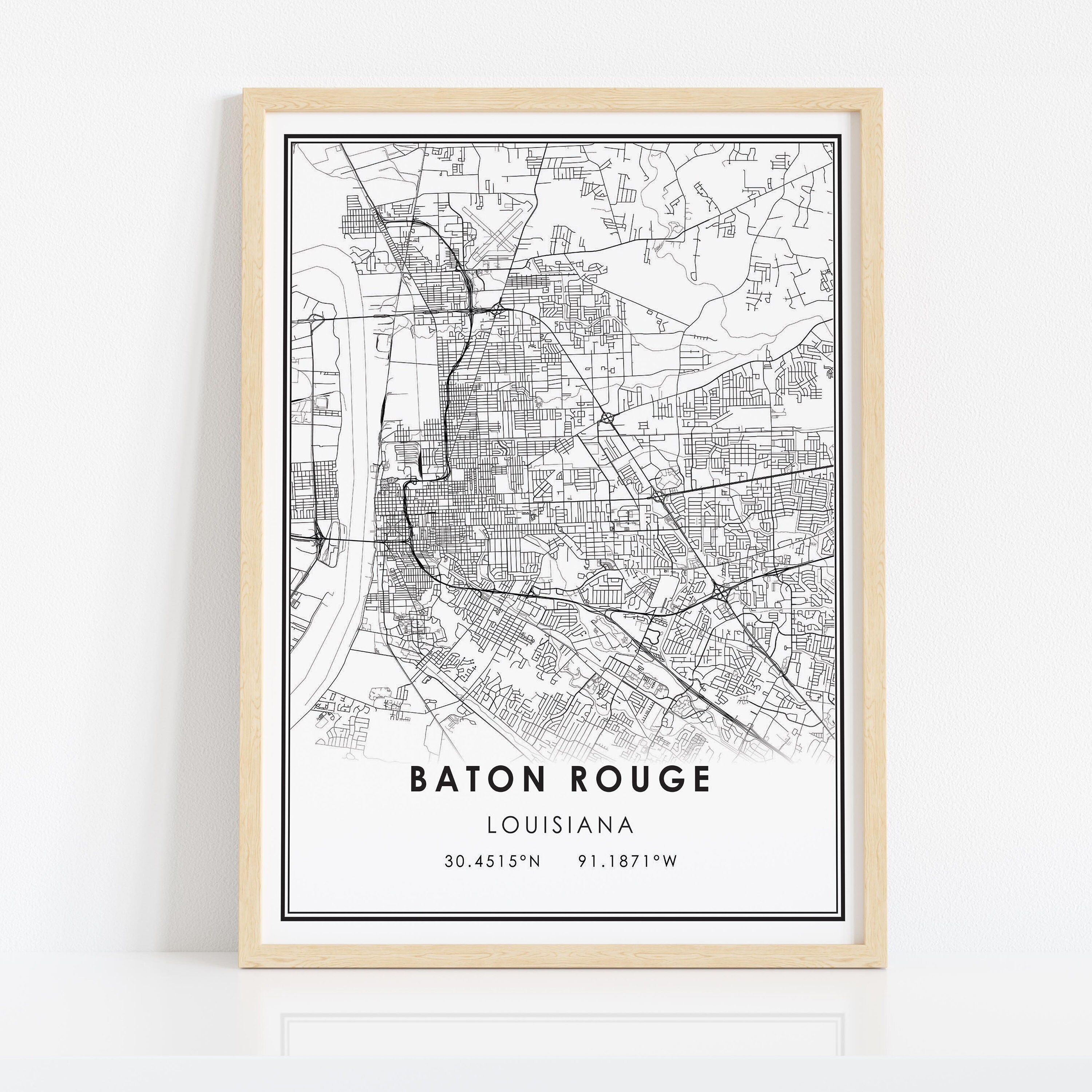 Baton Rouge Map Print Poster Canvas Louisiana Map Print - Etsy