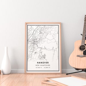 Hanover Map Print Poster Canvas | New Hampshire Map Print Poster Canvas ...