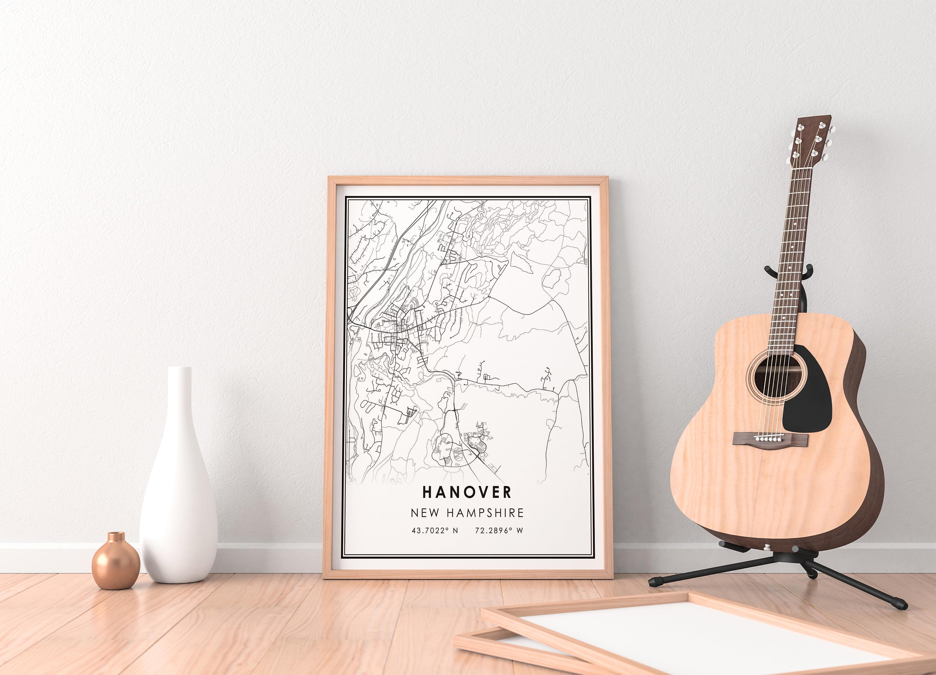Hanover Map Print Poster Canvas | New Hampshire Map Print Poster Canvas ...
