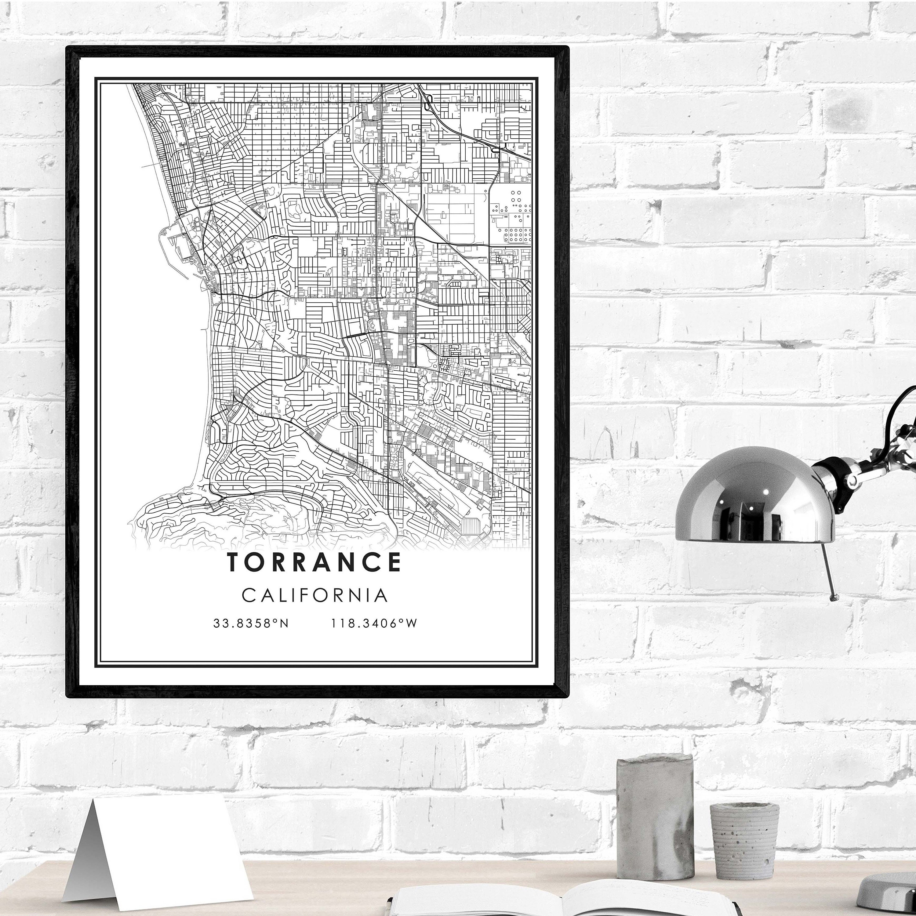 Torrance map print poster canvas Torrance Street map | Etsy