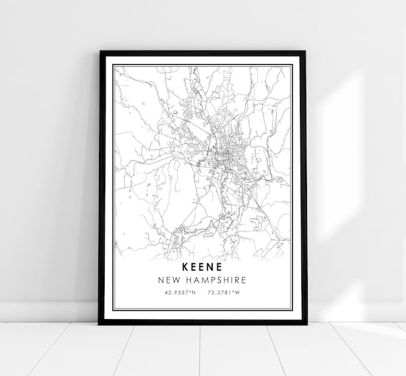 Keene Map Print Poster Canvas New Hampshire Print Poster | Etsy