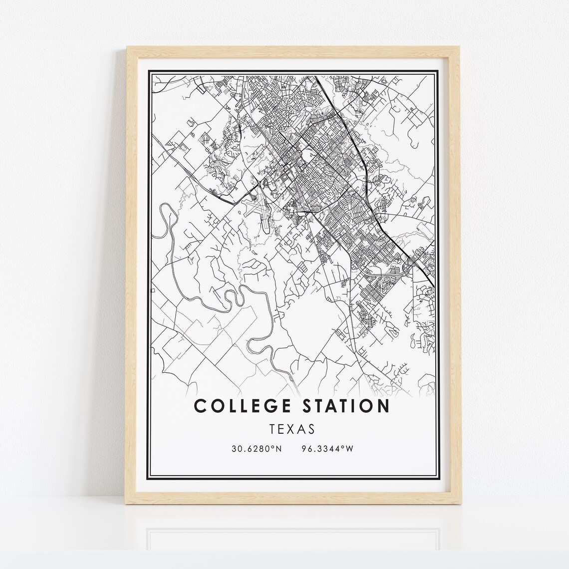College Station Map Print Poster Canvas Texas Map Print - Etsy