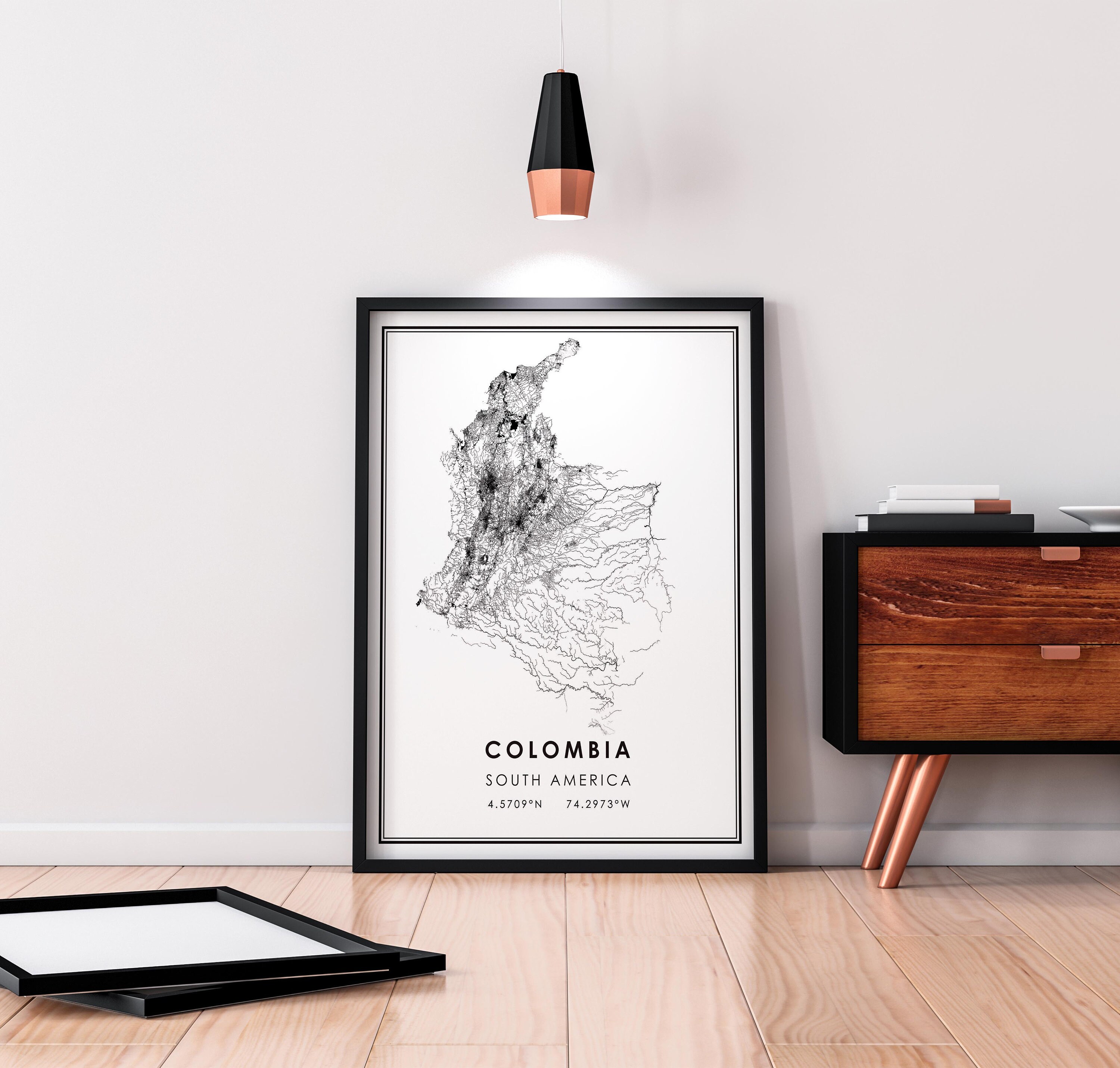 Colombia Country Map Print Poster Canvas | Colombia Road Map Print ...