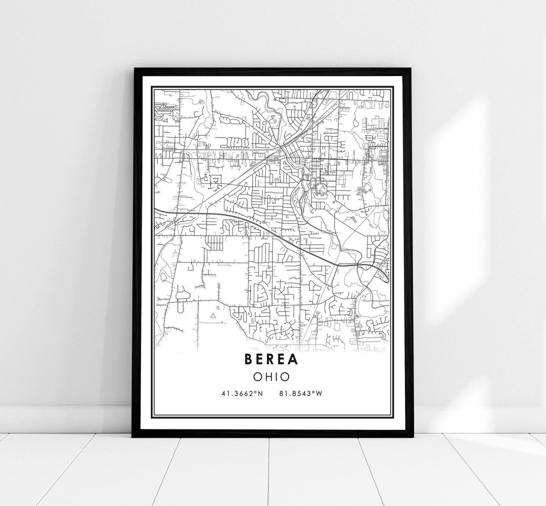 Berea Map Print Poster Canvas | Ohio Map Print Poster Canvas | Berea ...