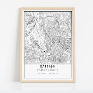 Raleigh Map Print Poster Canvas | North Carolina Map Print Poster ...