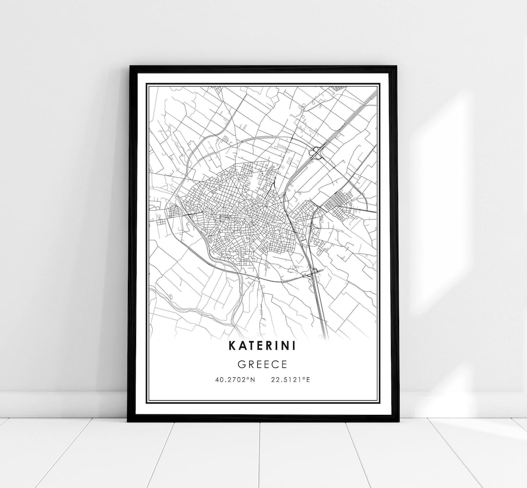 Katerini Map Print Poster Canvas Greece Map Print Poster - Etsy