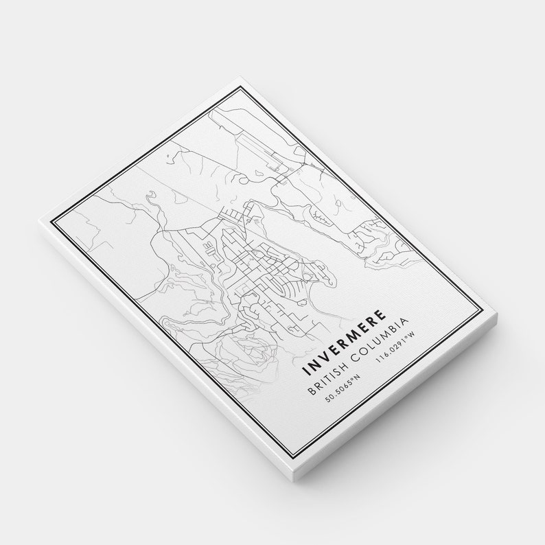 Invermere Map Print Poster Canvas british Columbia Map Print - Etsy