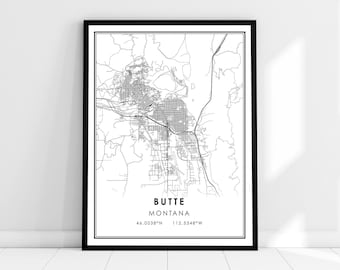 Butte Montana Map Print - Etsy