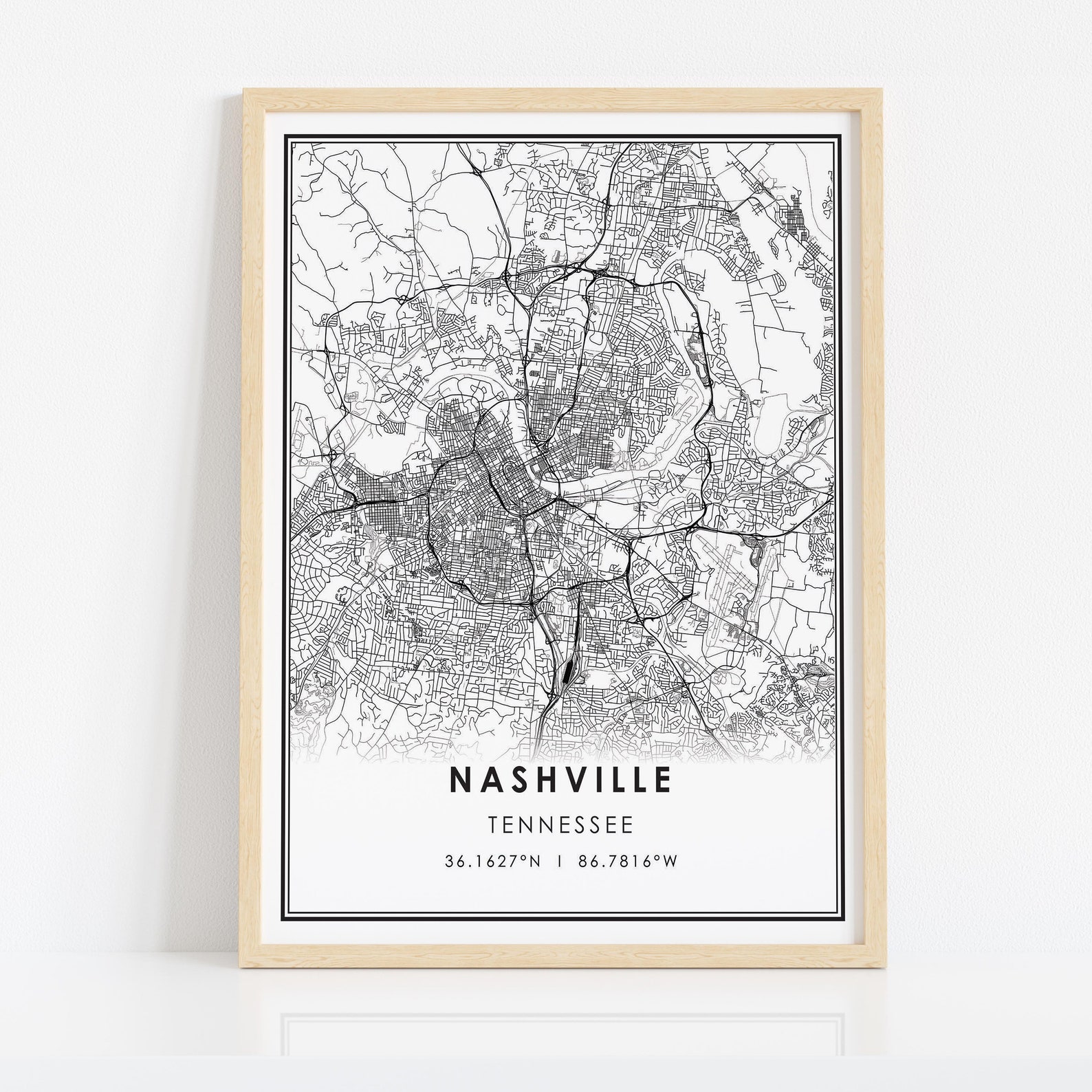 Nashville Map Print Poster Canvas | Tennessee Map Print Poster Canvas ...