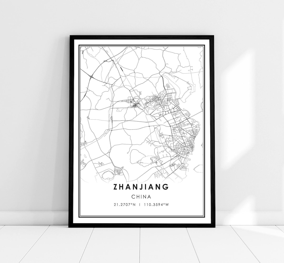 Zhanjiang Map Print Poster Canvas | China Map Print Poster Canvas ...