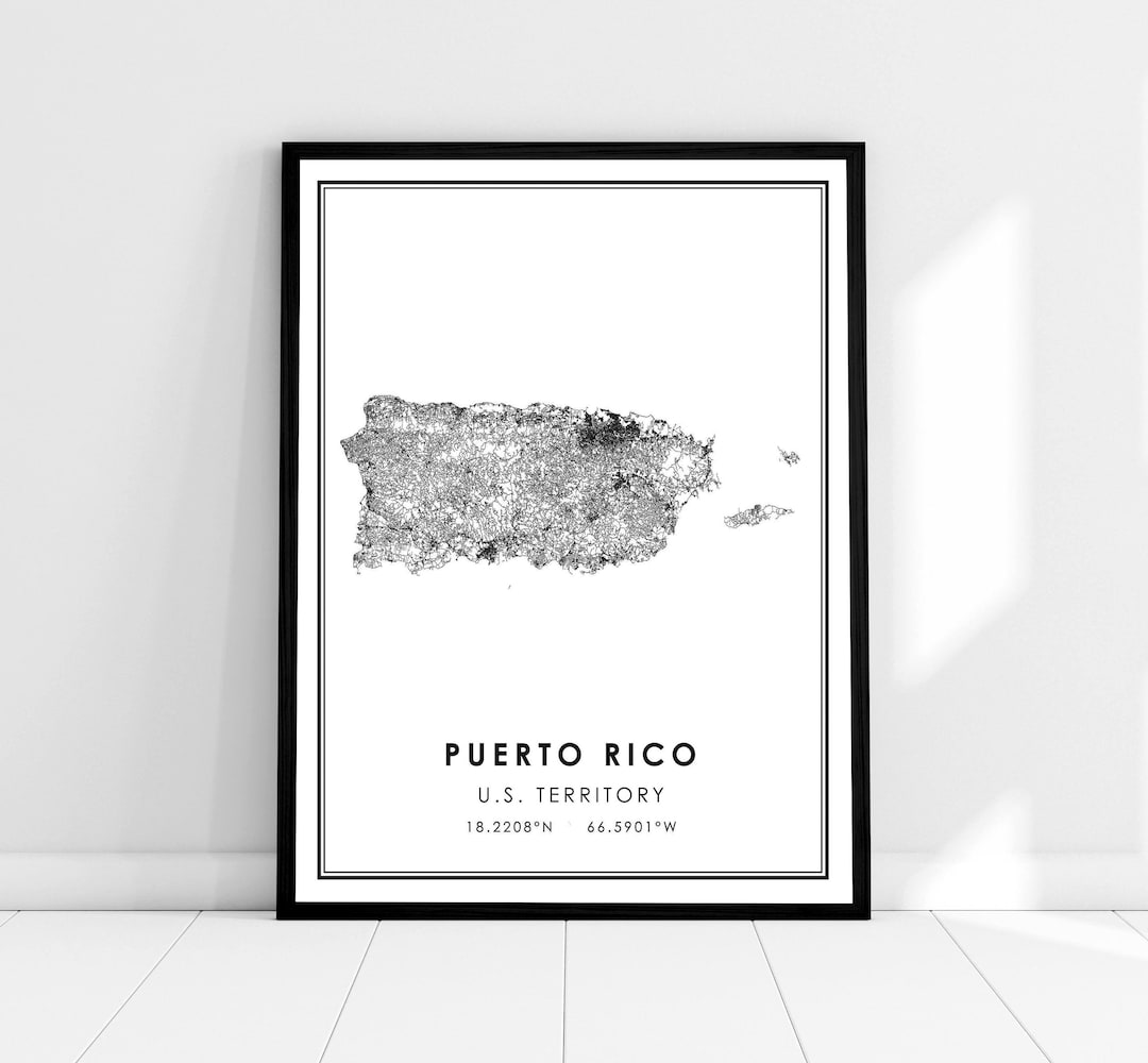 Puerto Rico United States Map Print Poster Canvas | Puerto Rico United ...