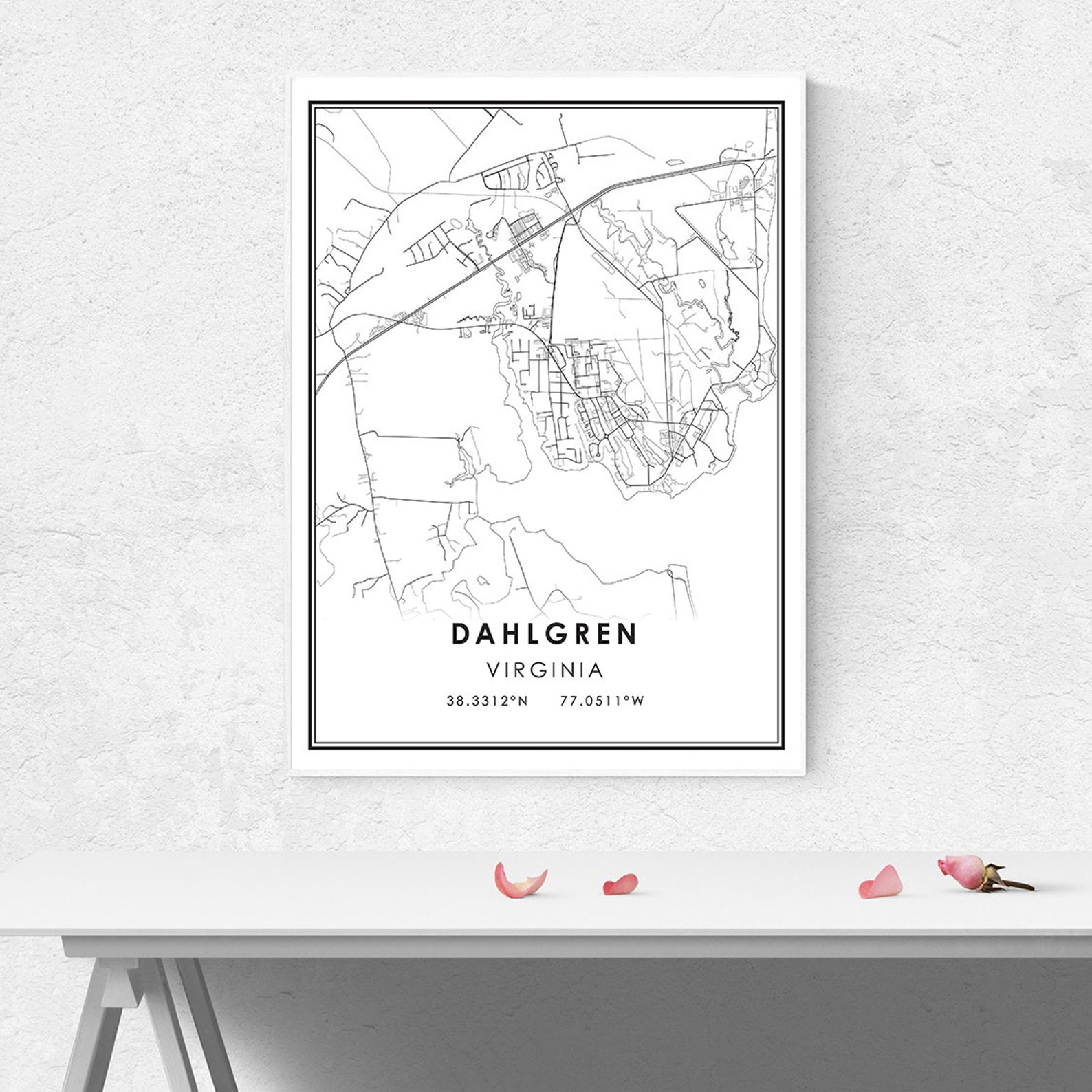 Dahlgren map print poster canvas Virginia map print poster | Etsy