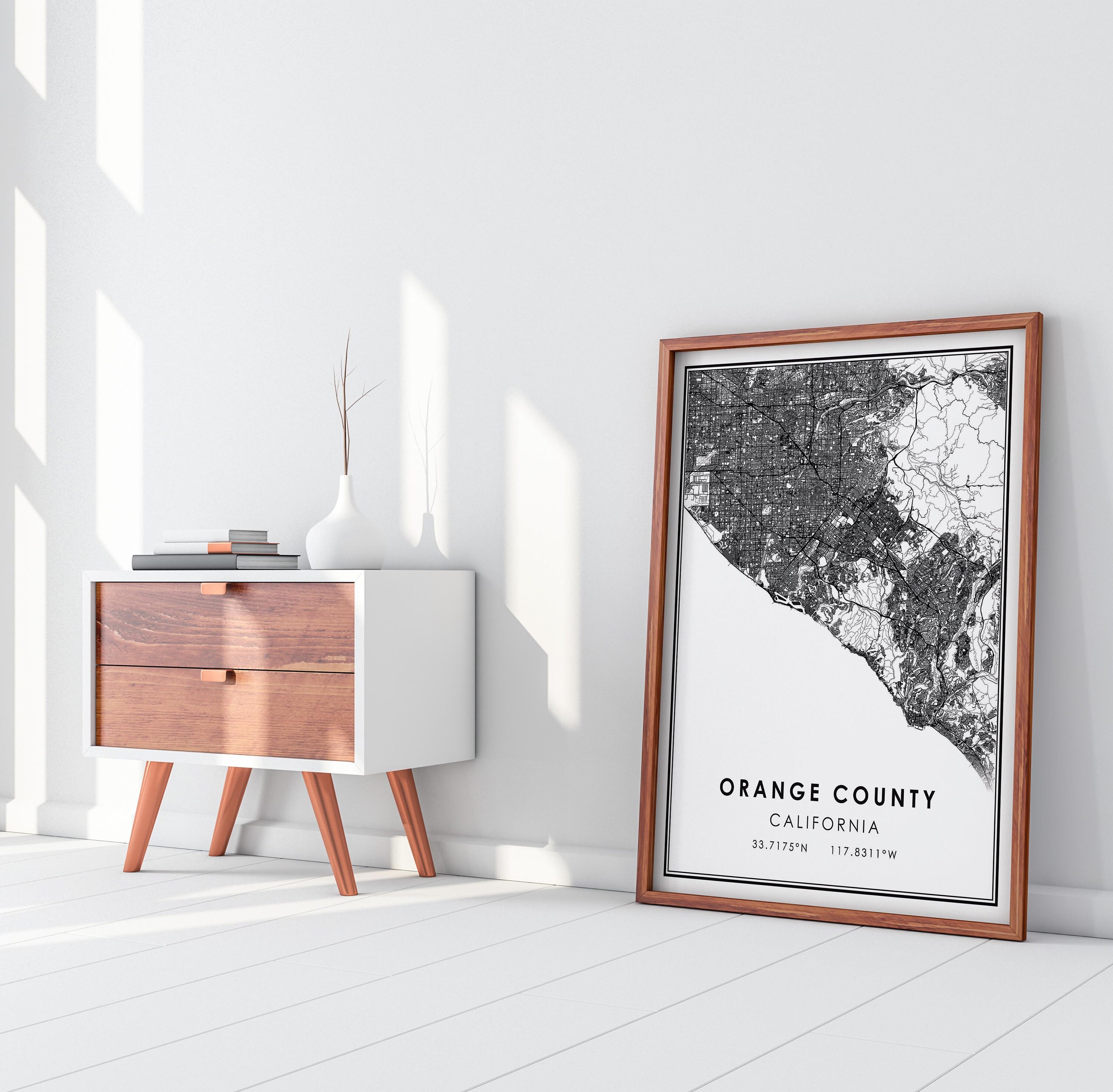 Orange County Map Print Poster Canvas | California Map Print Poster ...