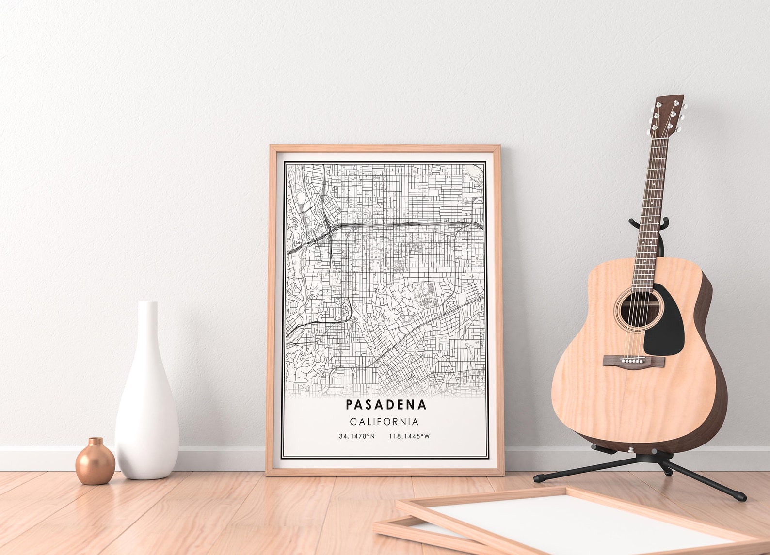 Pasadena Map Print Poster Canvas California Map Print Poster - Etsy