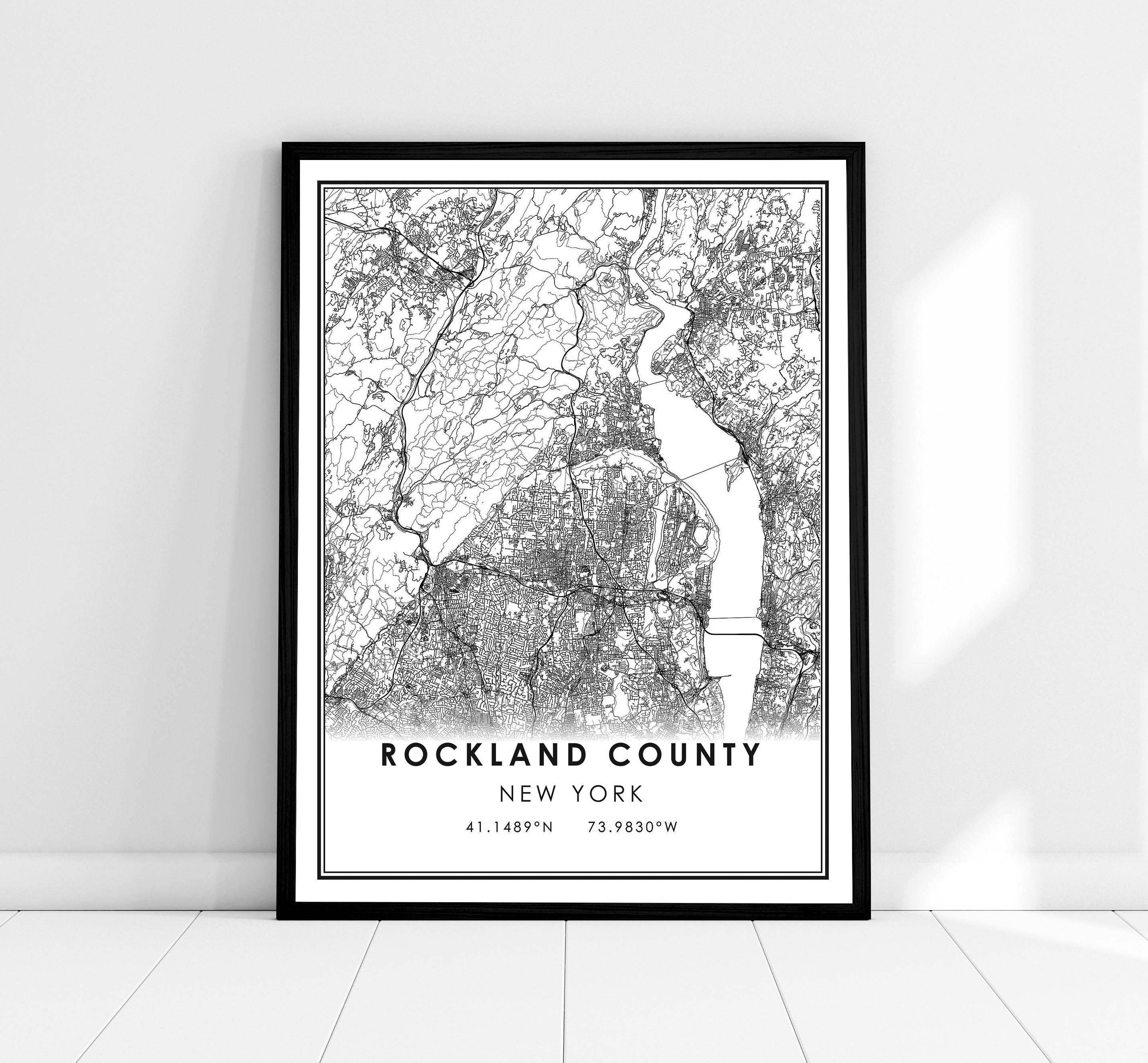 Rockland County Map Print Poster Canvas | New York Map Print Poster ...