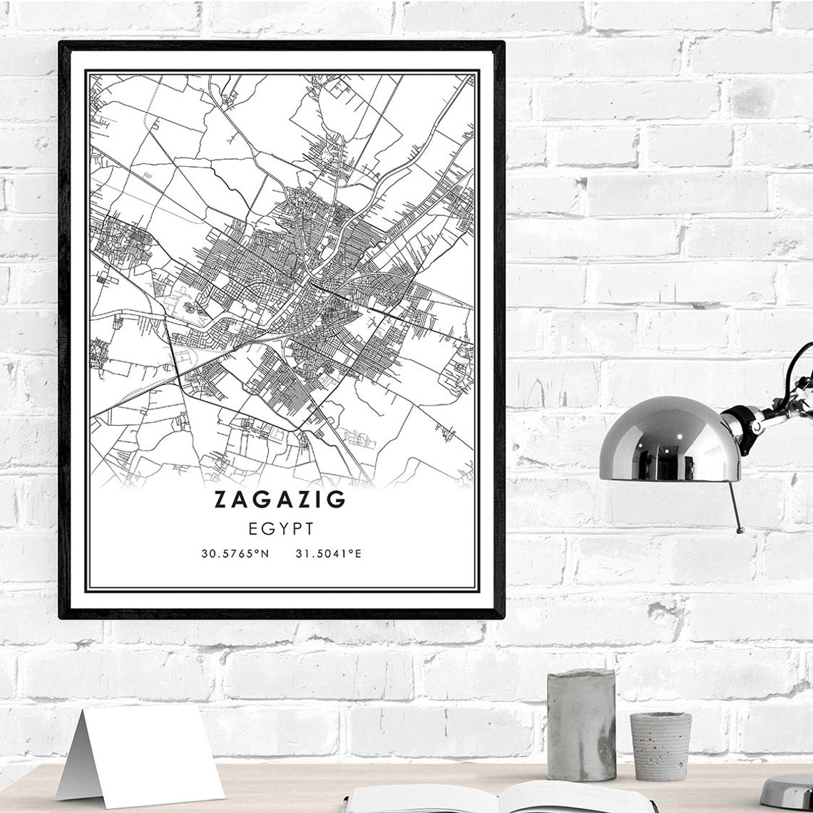 Zagazig Map Print Poster Canvas Egypt Map Print Poster | Etsy