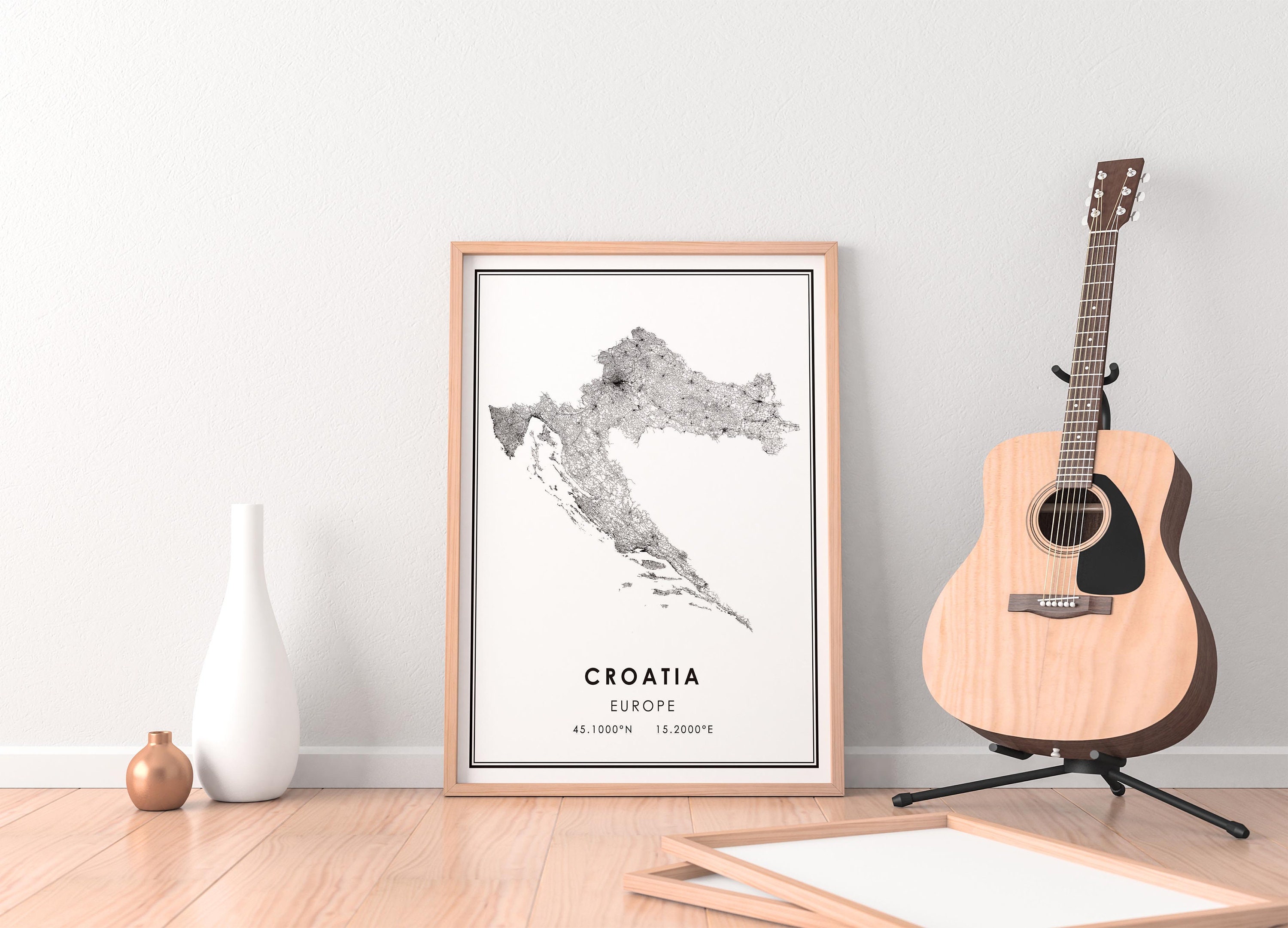 Croatia Country Map Print Poster Canvas Croatia Road Map | Etsy