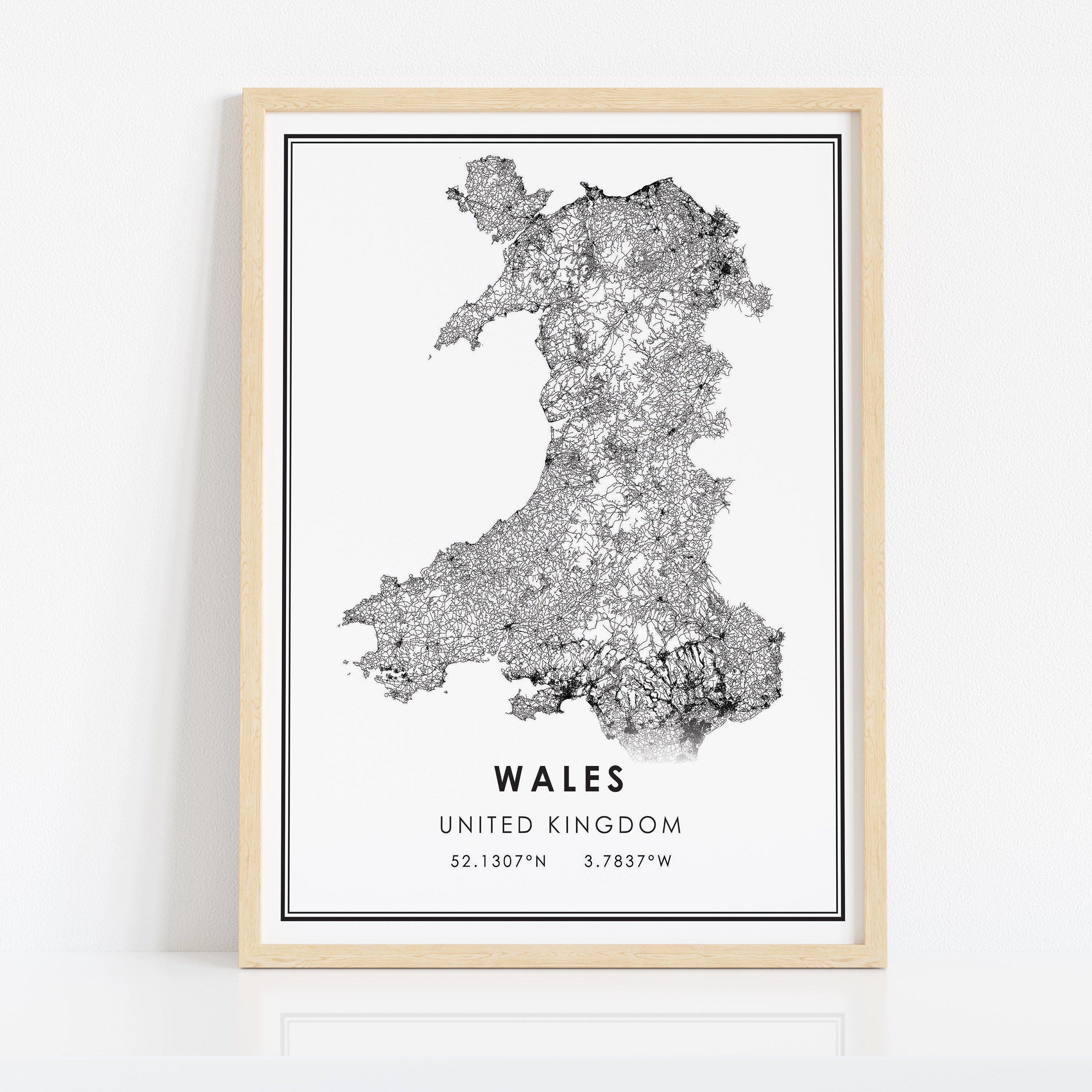 Wales Country Map Print Poster Canvas United Kingdom Map - Etsy