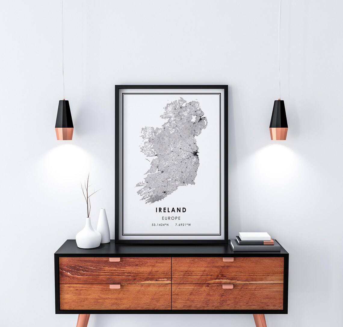 Ireland Country Map Print Poster Canvas Ireland Country Road - Etsy