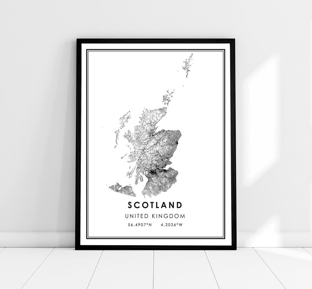 Scotland Country Map Print Poster Canvas | United Kingdom Country Road ...
