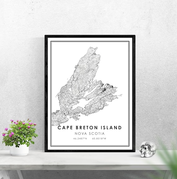 Cape Breton Island Map Print Poster Canvas Nova Scotia Map | Etsy
