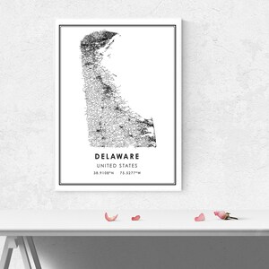 Delaware map print poster canvas Delaware Street map | Etsy