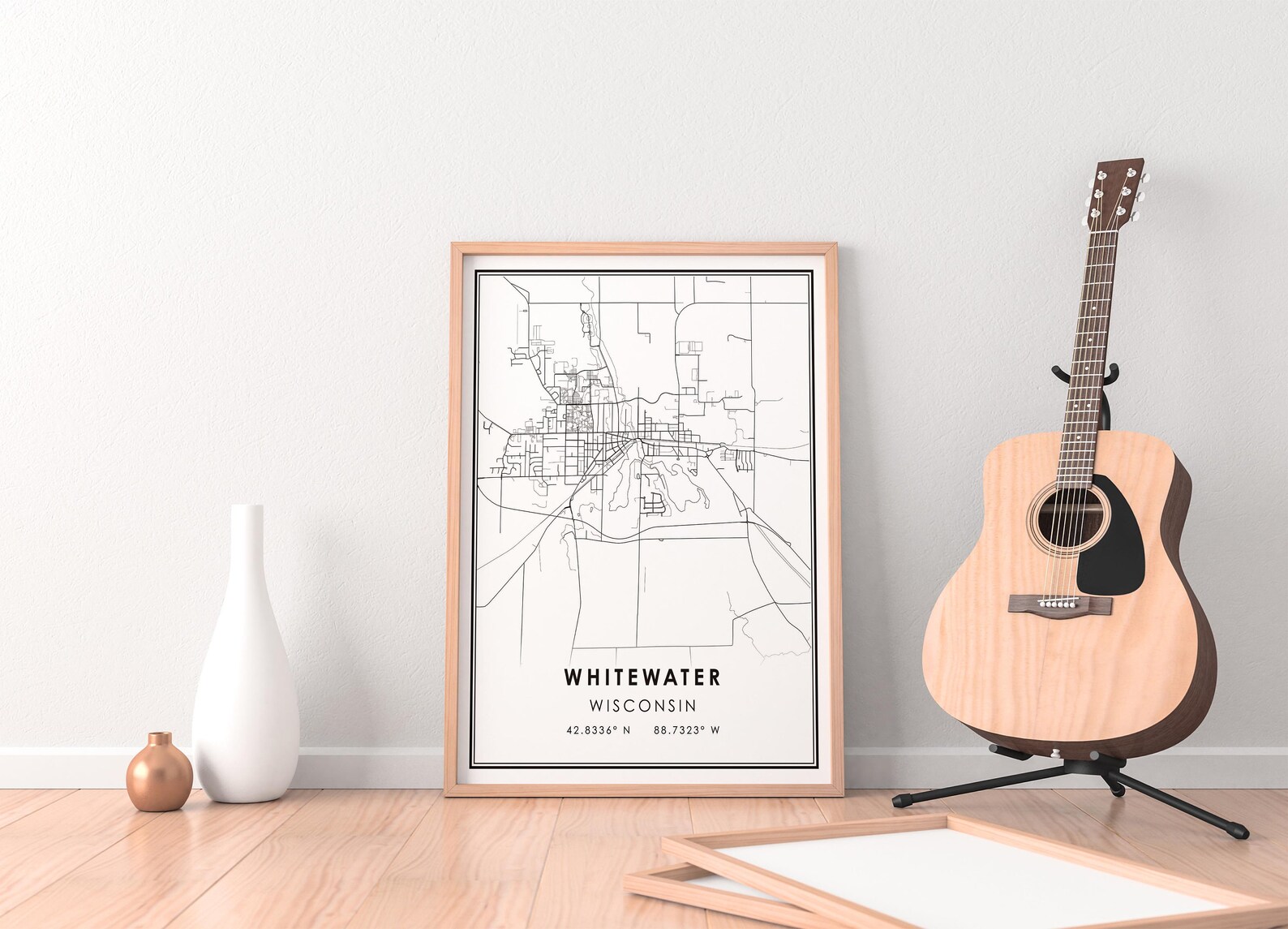 Whitewater Map Print Poster Canvas Wisconsin Map Print - Etsy
