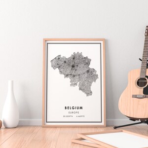 Belgium Country Map Print Poster Canvas Belgium Country Road Map Print ...
