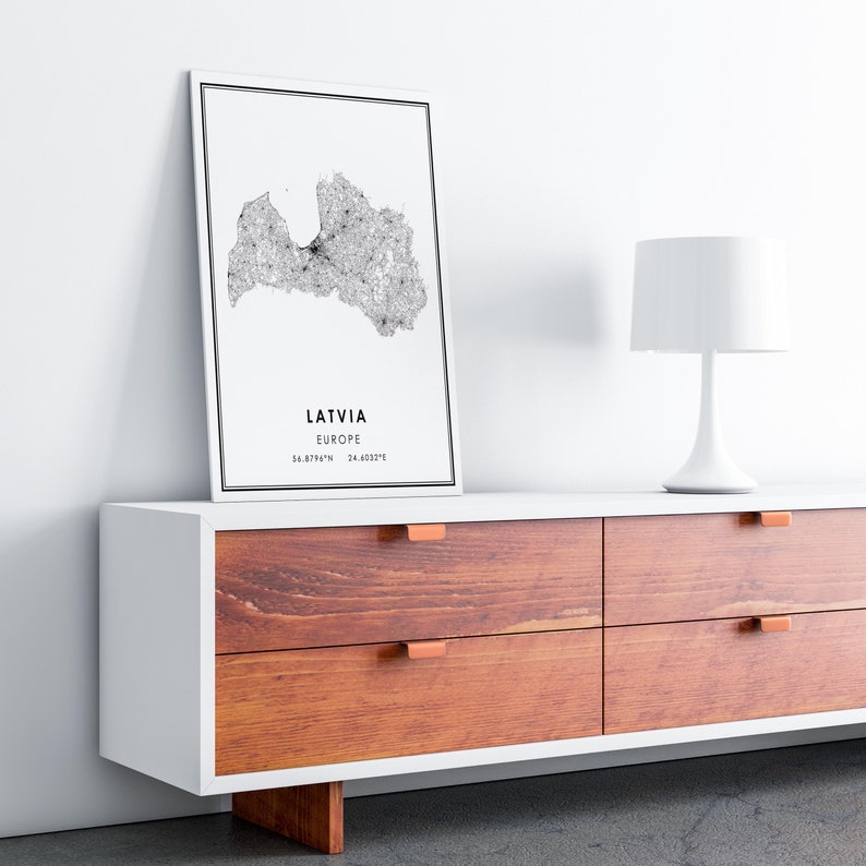 Latvia Country Map Print Poster Canvas Latvia Country Road - Etsy