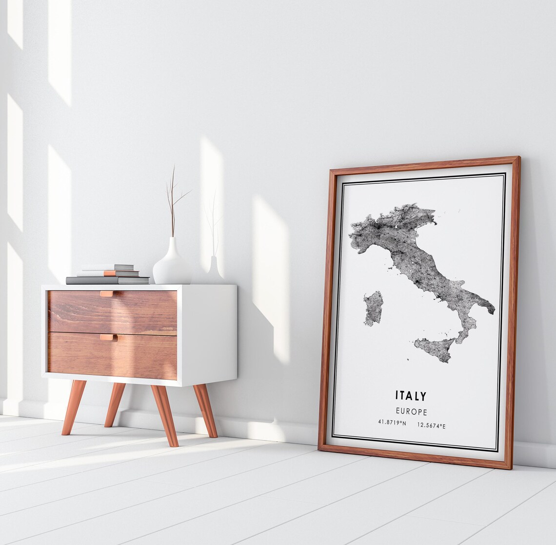 Italy Country Map Print Poster Canvas Italy Country Road Map | Etsy